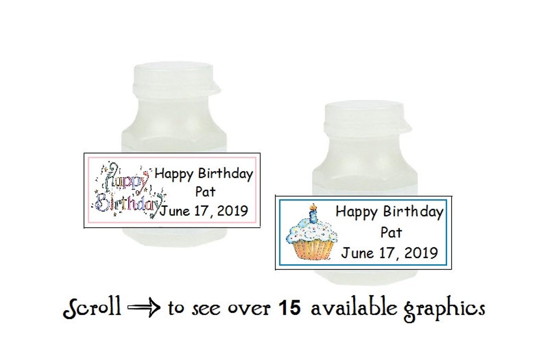 30 Personalized Happy Birthday Party Bubble Favor Labels ~over 15 ...