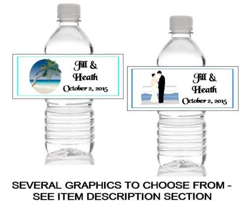 10 Beach Wedding Theme Personalized Water Bottle Label Wrapper | Etsy