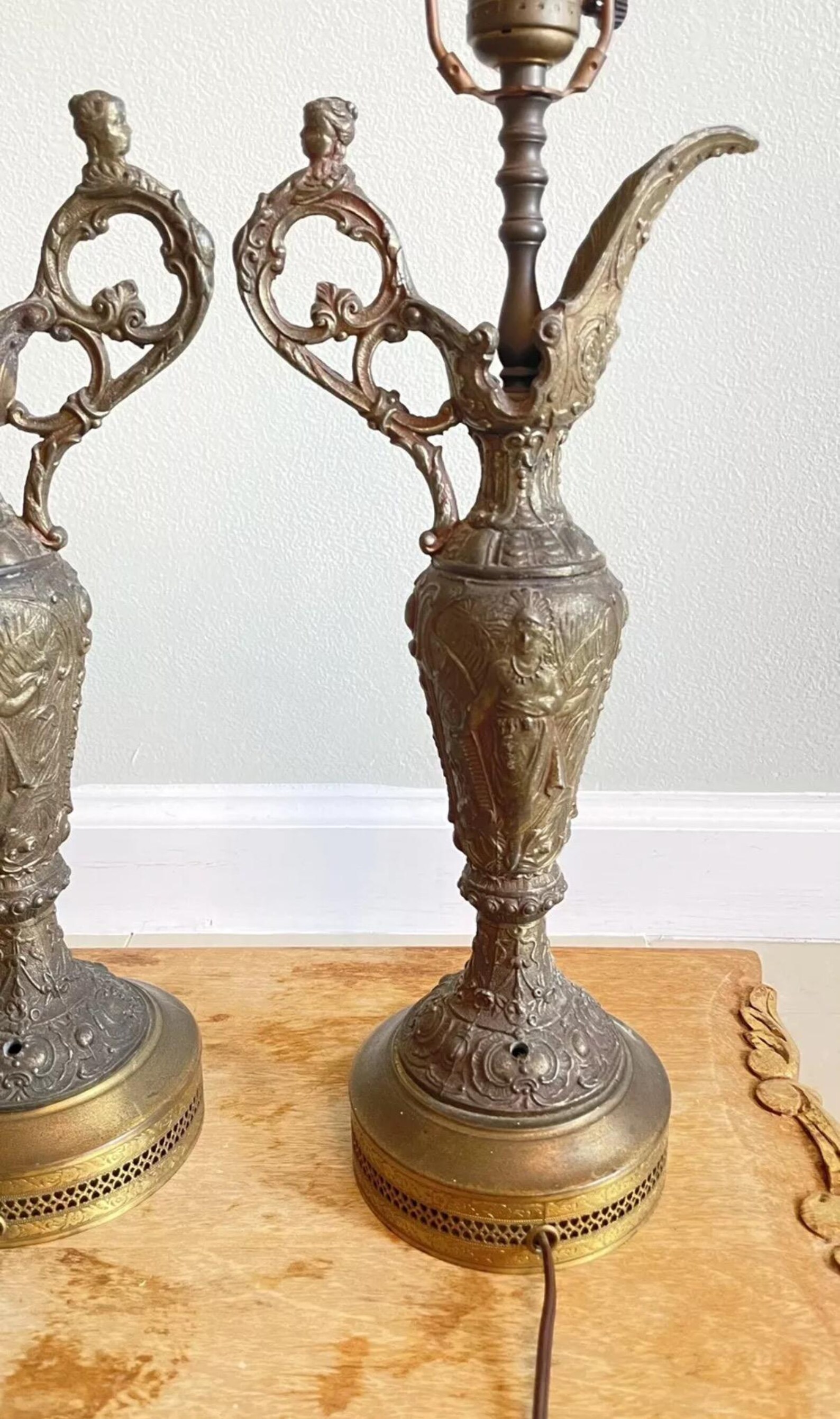 Vintage Set of 2 Lamp Stands. Rare Find From 1900’s Ewer Design With ...
