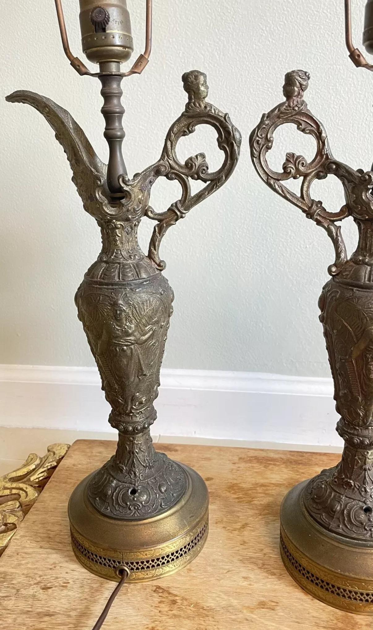 Vintage Set of 2 Lamp Stands. Rare Find From 1900’s Ewer Design With ...