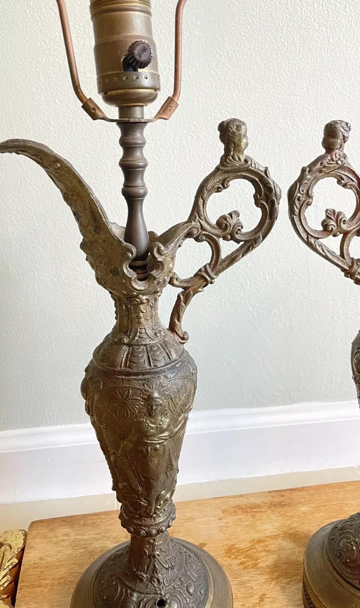 Vintage Set of 2 Lamp Stands. Rare Find From 1900’s Ewer Design With ...