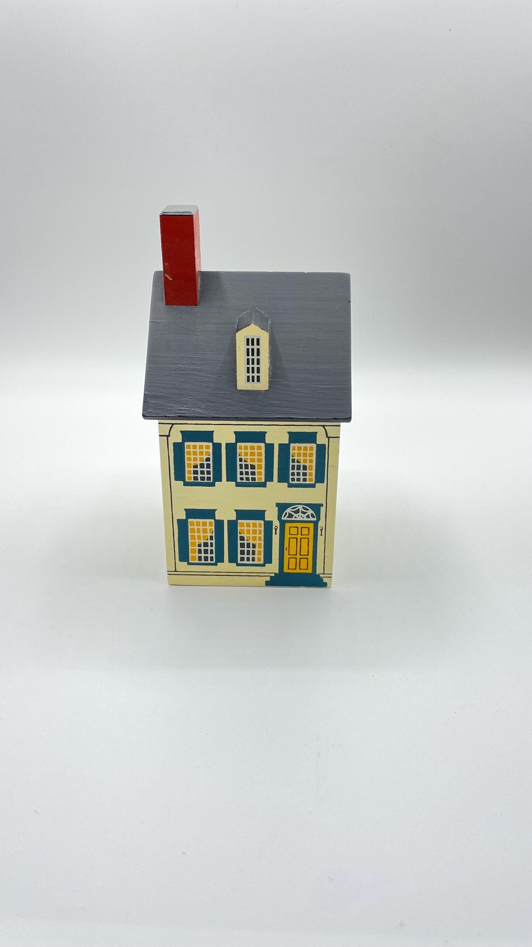 Vintage Coin Bank, Windfield Designs H. Musser, Yellow Door Wooden ...
