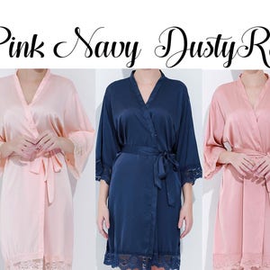Flower Girl or Junior Bridesmaid Satin Lace Robes Matching Bridal Party ...
