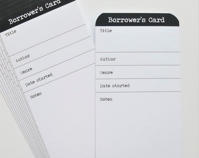 12 X Library Card Bookmarks, Borrower's Cards - Library Stationery - Ex ...