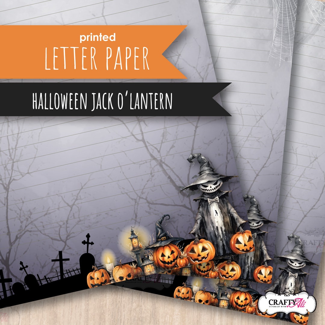 Halloween Jack O' Lantern Letter Writing Paper, Printed Notepaper ...
