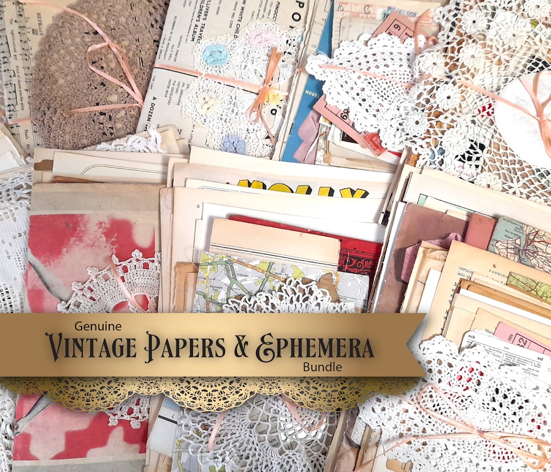 Vintage Papers and Ephemera Bundle, Genuine, for Junk Journal Supplies ...