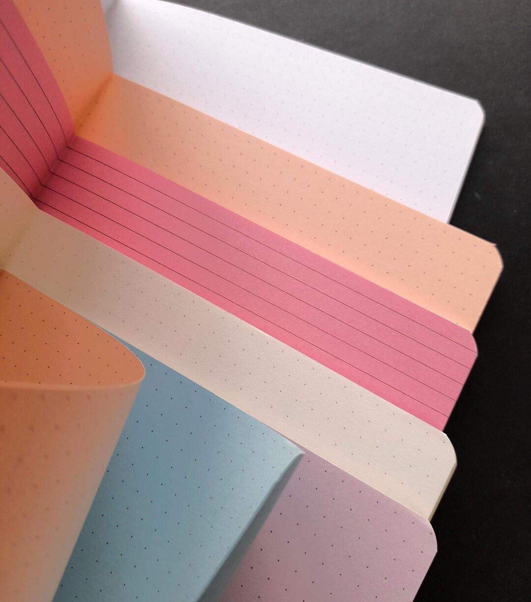 Set of 5 Notebooks, A5 Size 21x14.85cm, Dot Grid and Ruled, Coloured ...