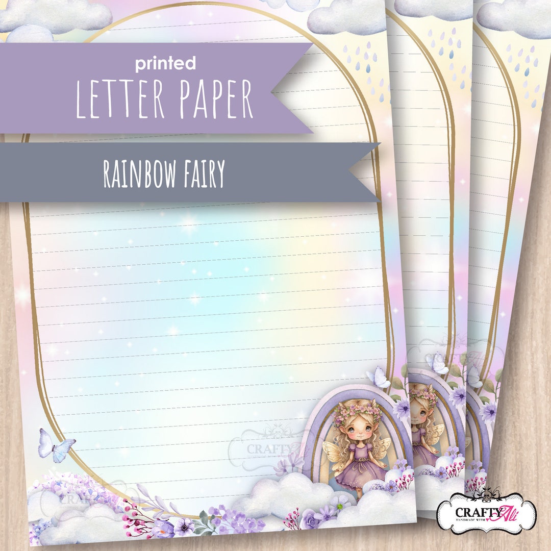 Rainbow Fairy Printed Letter Writing Paper, Notepaper Set, Pen Pal Kit ...