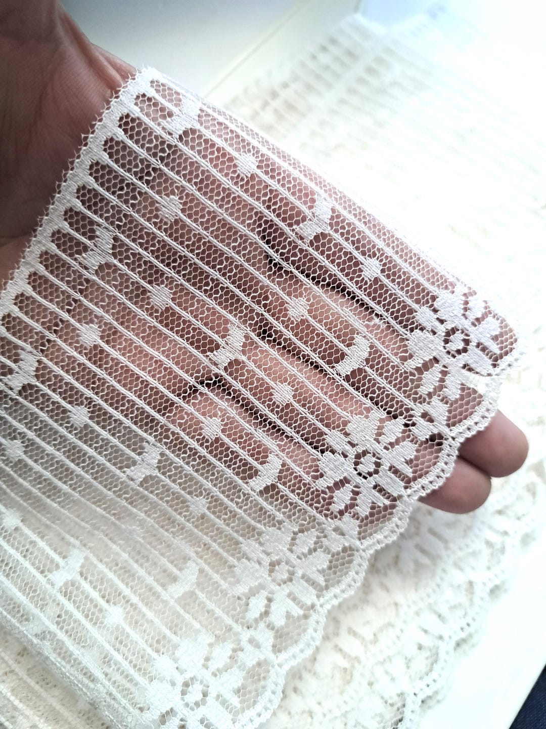 Cream Lace 10cm Wide, 2 Metres Length, Lace by the Metre, Haberdashery ...