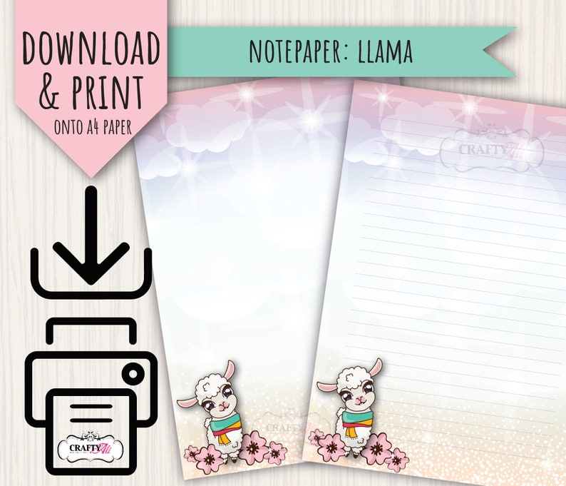 PRINTABLE Letter Writing Notepaper Llama Alpaca - Etsy