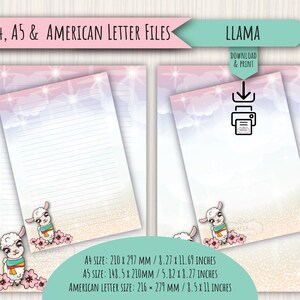 PRINTABLE Letter Writing Notepaper, Llama Alpaca, Digital Letter ...