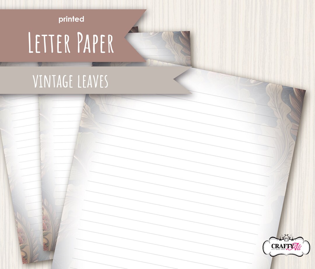 Vintage Leaves Printed Letter Writing Paper Set, Notepaper Set, Leaf ...