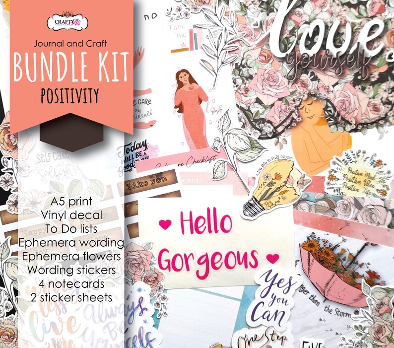 Planner Stationery Craft Bundle Kit Positivity Hello - Etsy
