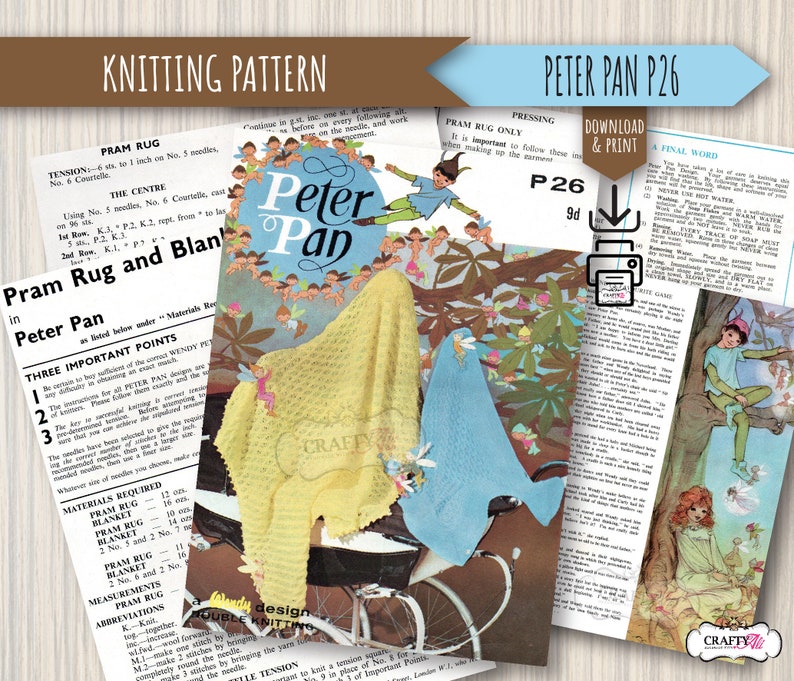 PRINTABLE Vintage Knitting Pattern, Peter Pan P26, Digital Knitting ...