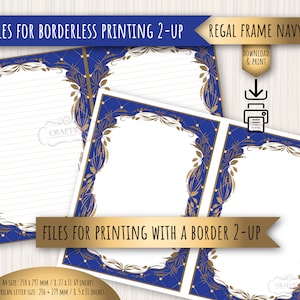 PRINTABLE Letter Writing Notepaper, Regal Frame - Navy, Digital Letter ...
