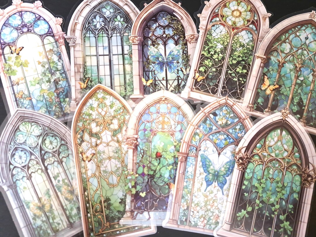 Stained Glass Window Sticker Flakes, Transparent Stickers, Large ...