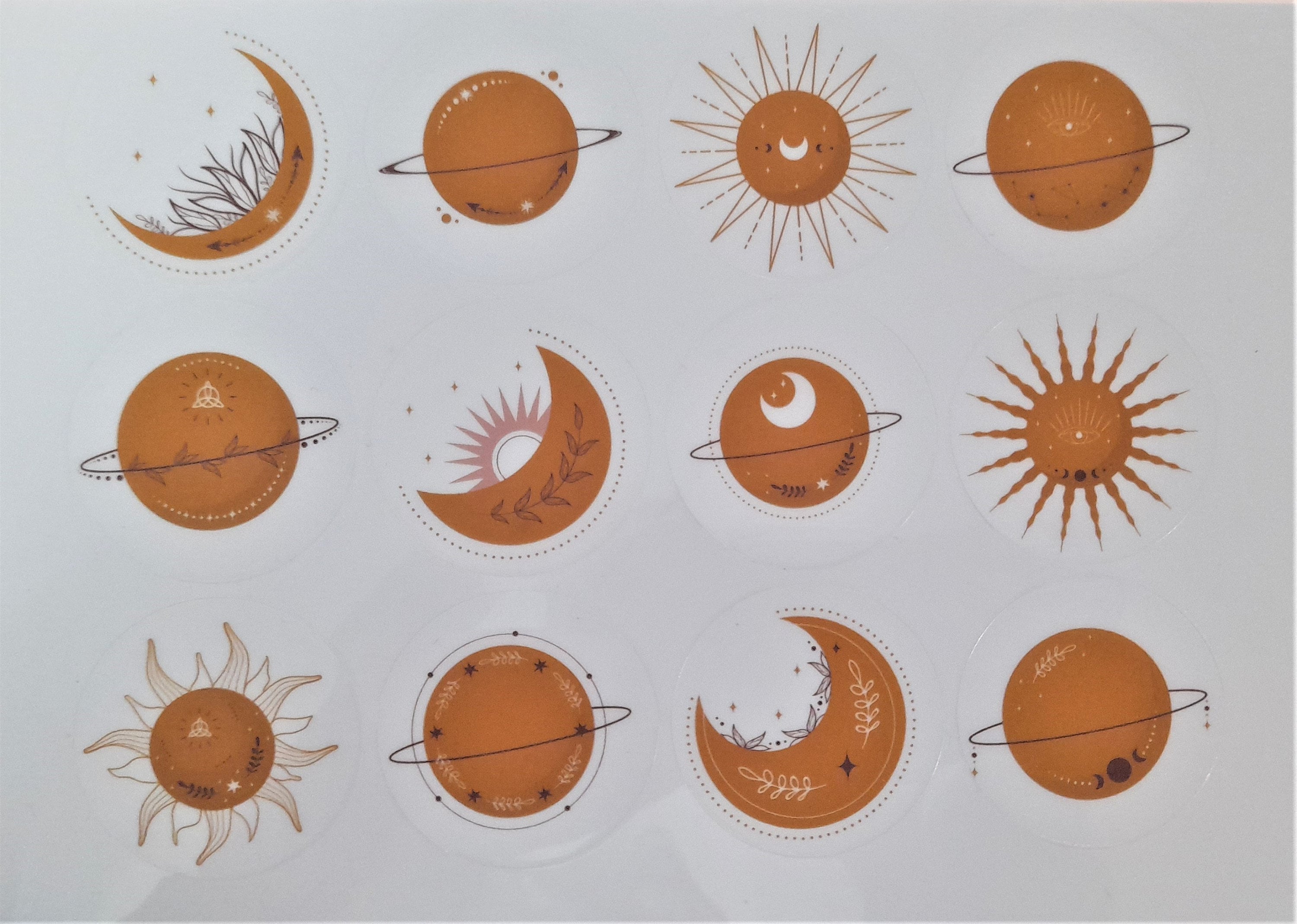 Sun, Moon, Planets, Night Sky Clear Stickers - Moon Stickers - Sun ...