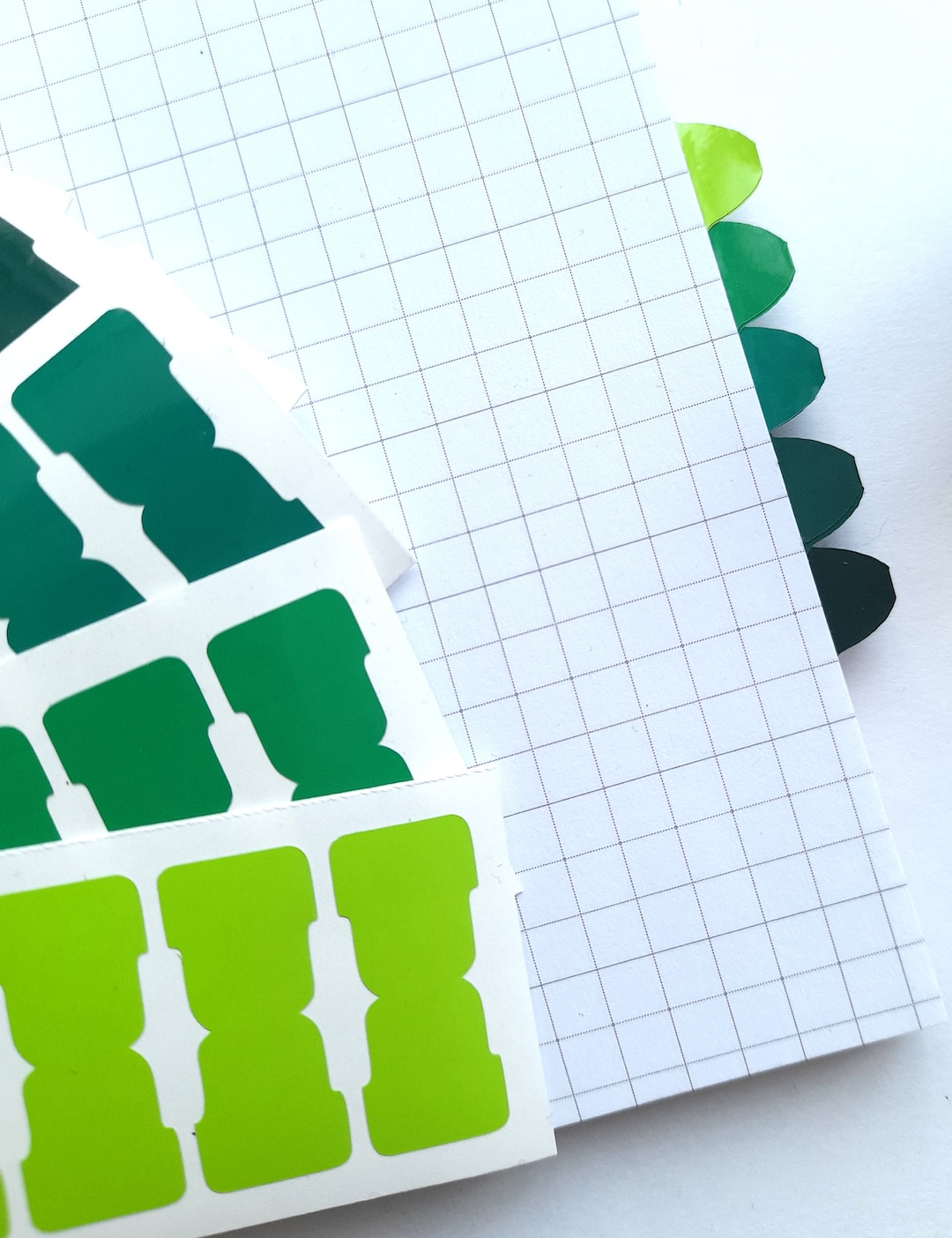 Self Adhesive Planner Tabs in 5 Shades of Green, Tiny Tabs, Choose ...