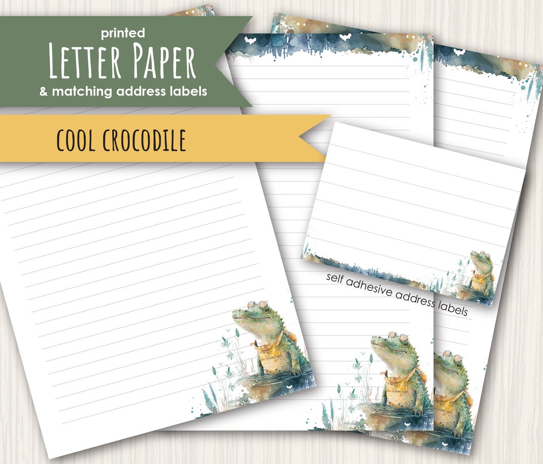 Cool Crocodile Printed Letter Writing Paper Set, Notepaper Set, Safari ...
