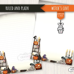 PRINTABLE Letter Writing Notepaper, Halloween Witch's Cave, Digital ...