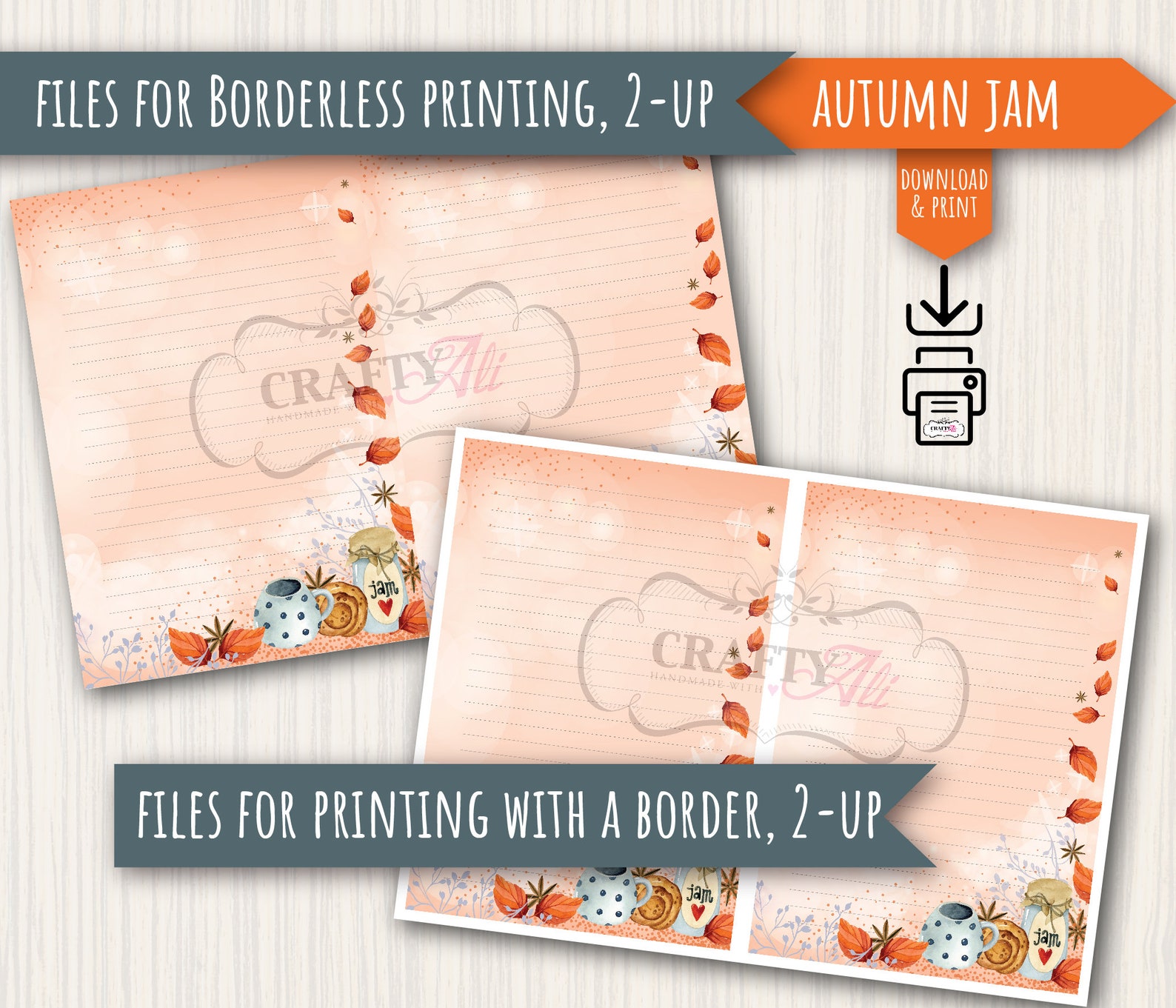 PRINTABLE Letter Writing Notepaper Autumn Jam Theme - Etsy