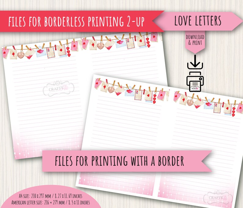 PRINTABLE Letter Writing Notepaper Love Letters - Etsy