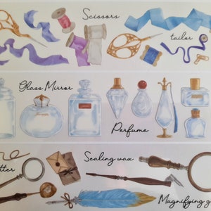 Vintage Past Times Themed Sticker Strips / Clear Stickers / Vintage ...