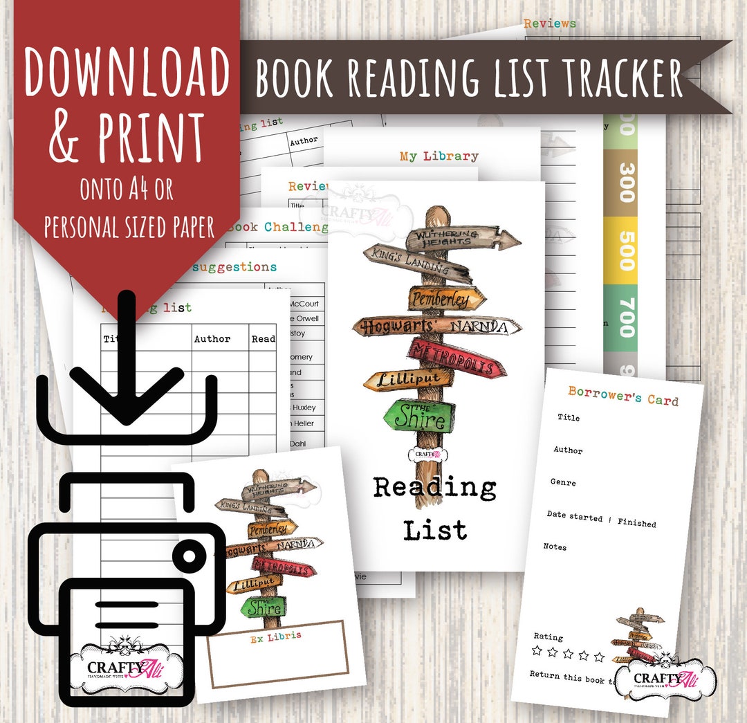 PRINTABLE Book Reading List Trackers for Personal Sized Planners ...