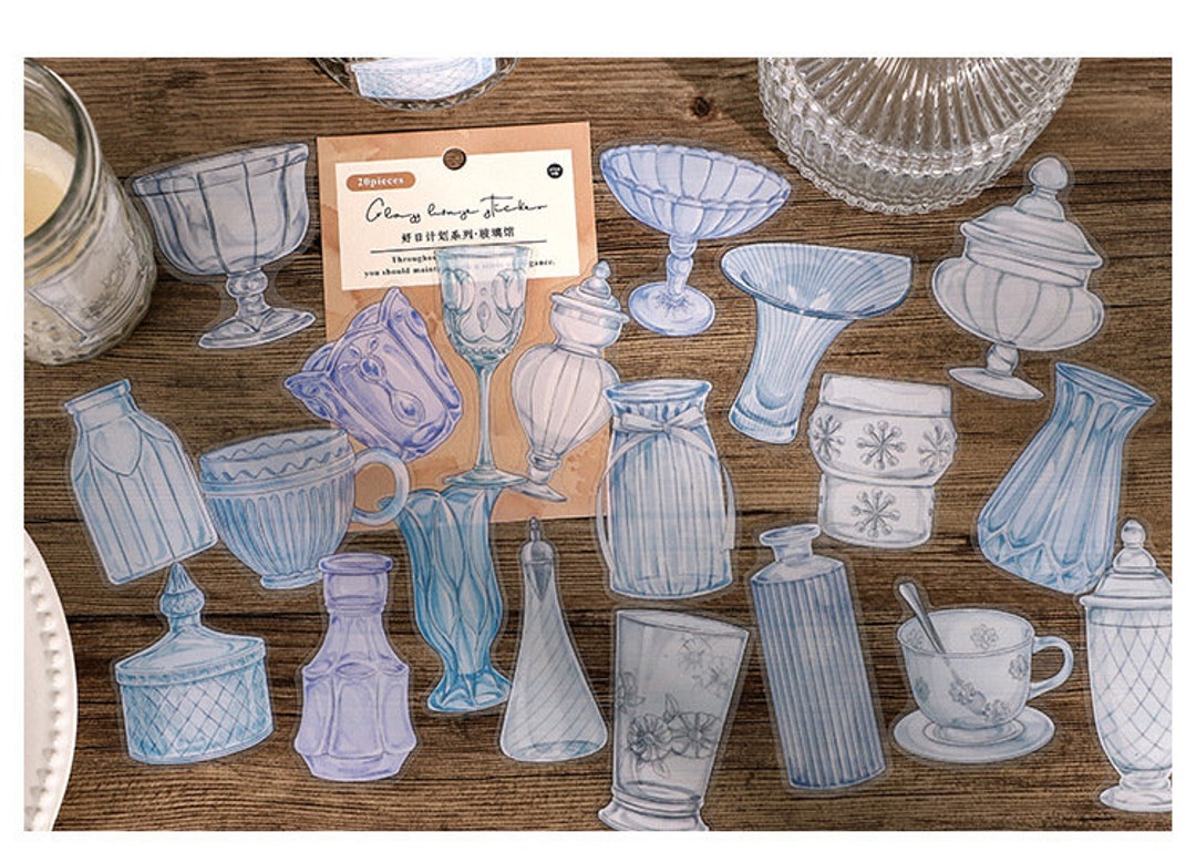 Blue Glass Vase and Jar Stickers / Clear Stickers / Transparent ...