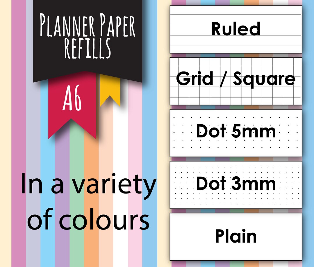 A6 Size Planner Paper Refills, 40 Sheets for 6 Ring Planners, Planner ...