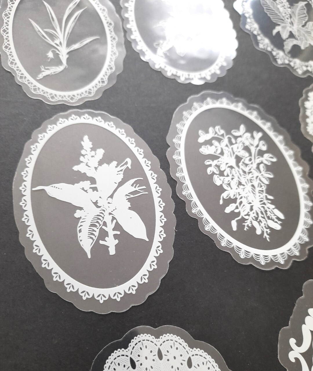 Oval Lace Frame Stickers - Transparent Stickers - Lace Stickers ...