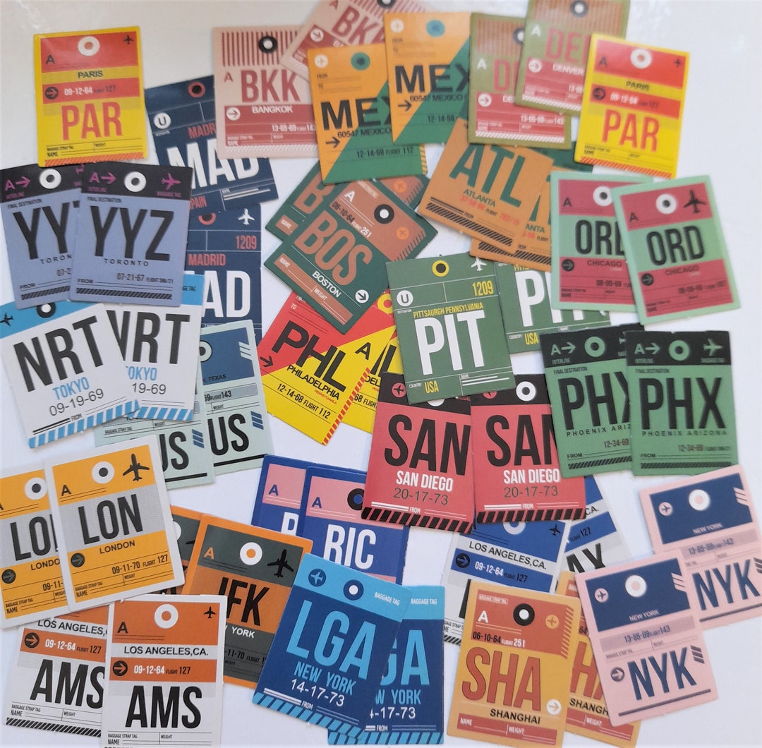 Colourful Airport Baggage Tags Stickers - Travel Stickers - Airport ...