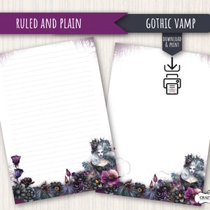 PRINTABLE Letter Writing Notepaper, Gothic Vamp, Digital Notepaper ...