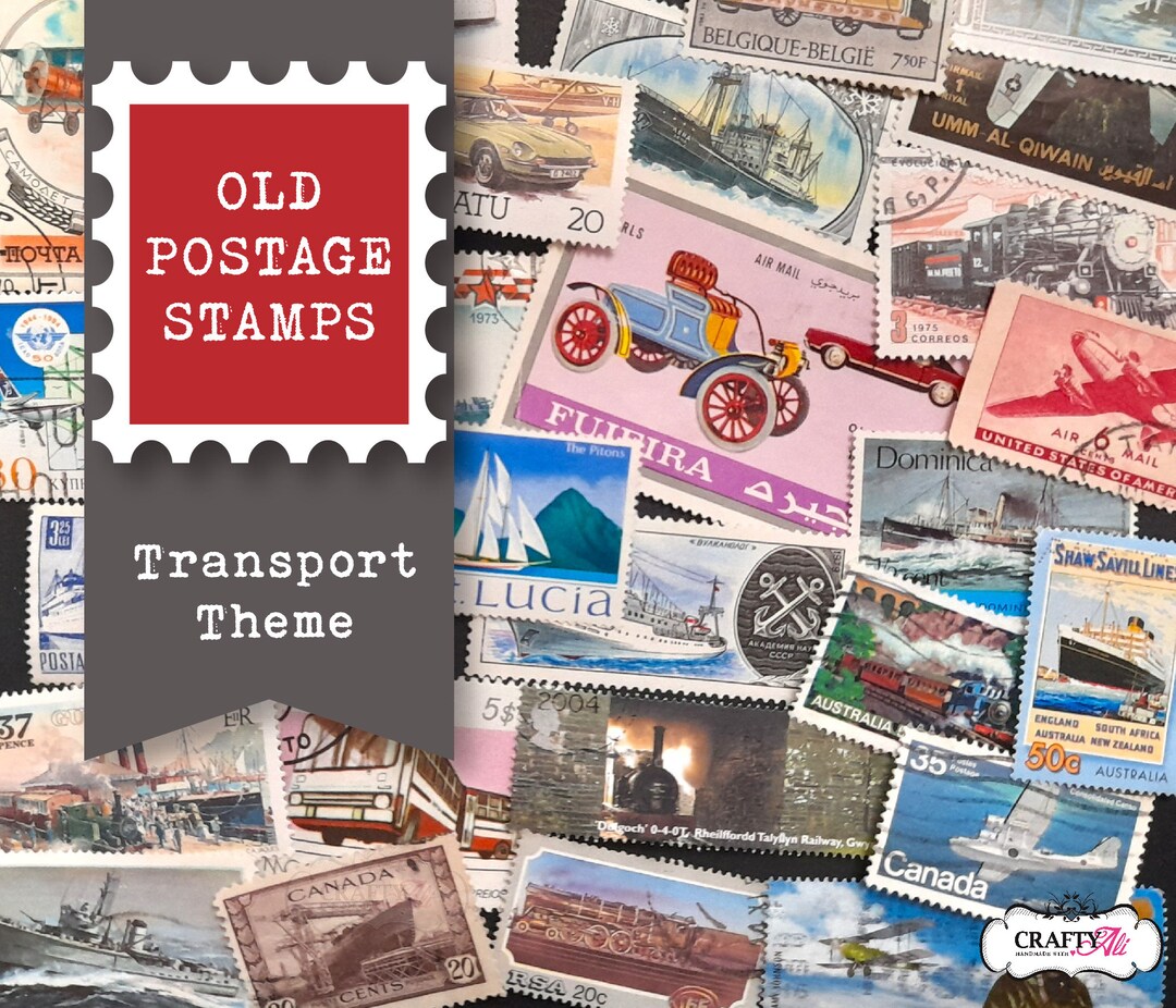 Old Postage Stamps, International, With a Transport Theme, off Paper ...