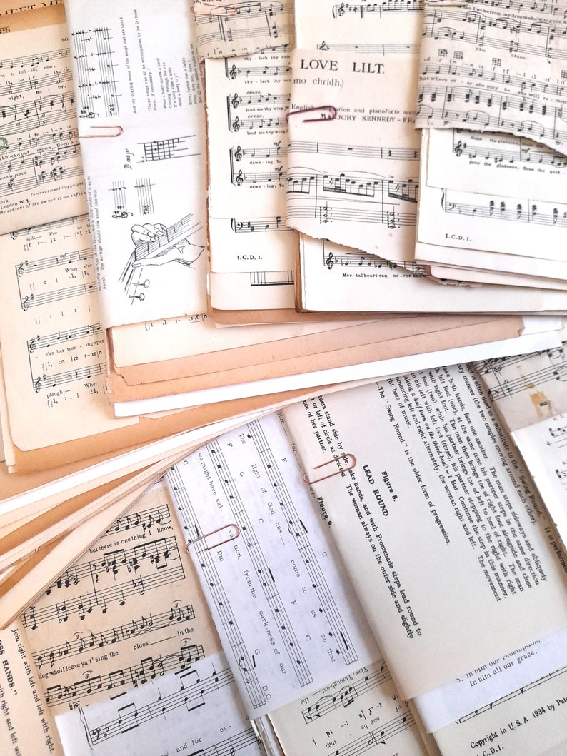 Vintage Music Score Sheets Bundle, Genuine, for Junk Journal Supplies ...