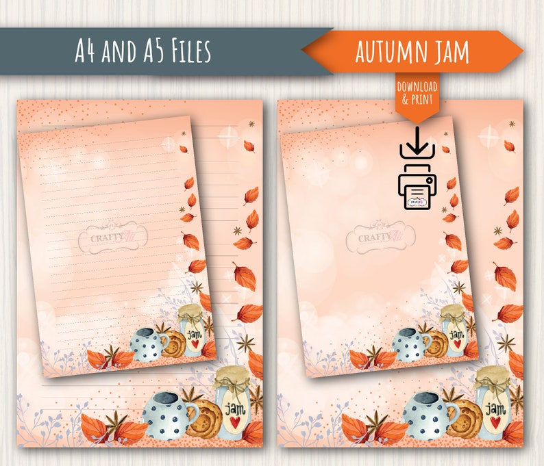 PRINTABLE Letter Writing Notepaper Autumn Jam Theme - Etsy