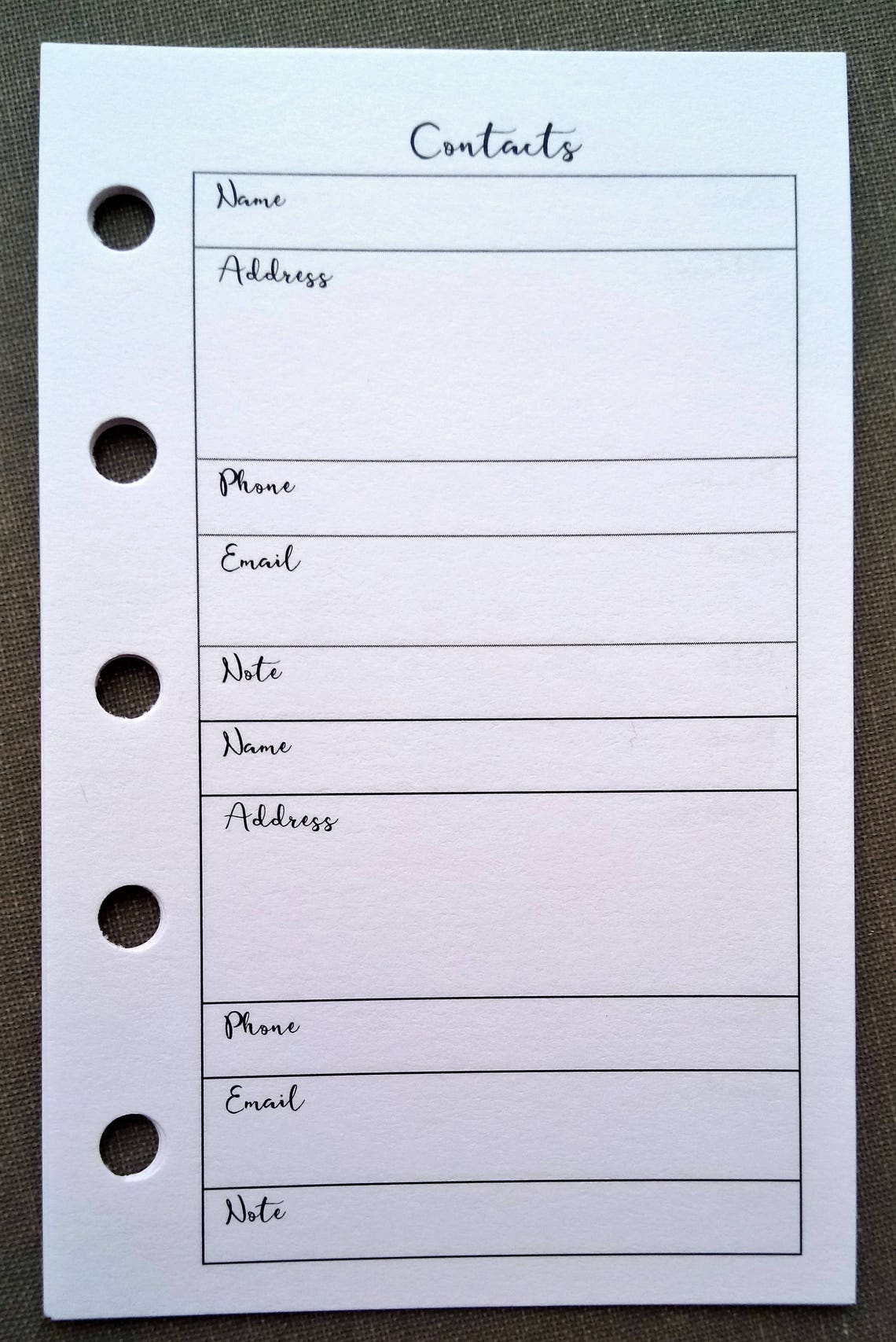 Mini Size Printed and 5-hole Punched Planner Inserts - Etsy