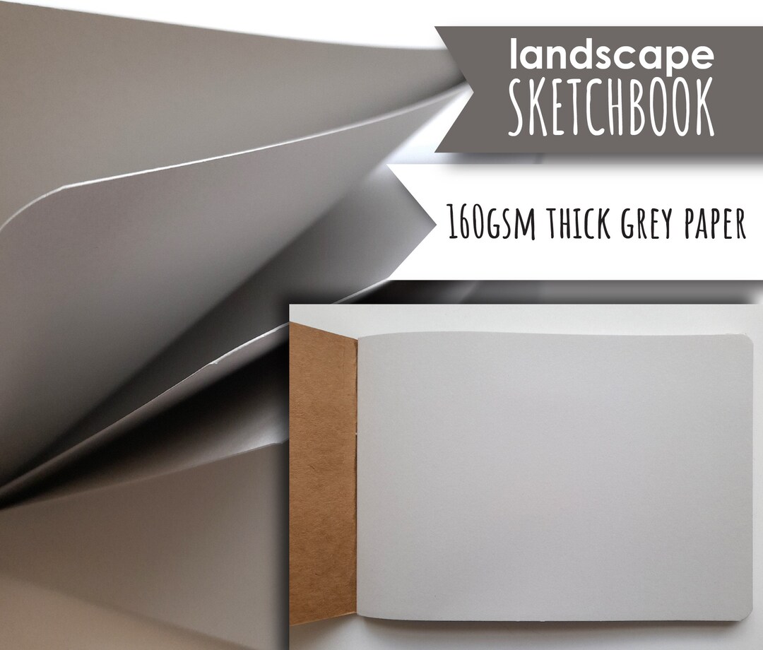 Landscape A5 Sketchbook With Thick 160gsm Smooth Grey Paper and a Kraft ...