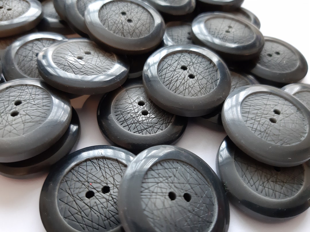 Pack of 10 X 28mm Chunky Dark Grey 2-hole Buttons Large Buttons Chunky ...