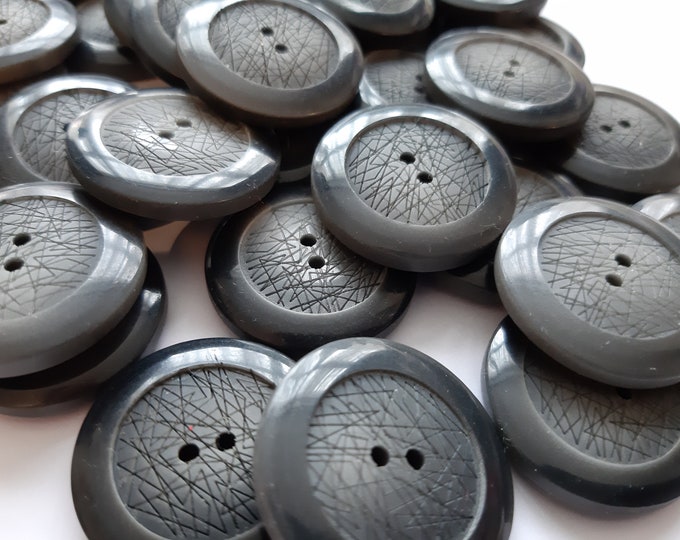 Pack of 10 X 28mm Chunky Dark Grey 2-hole Buttons - Large Buttons ...