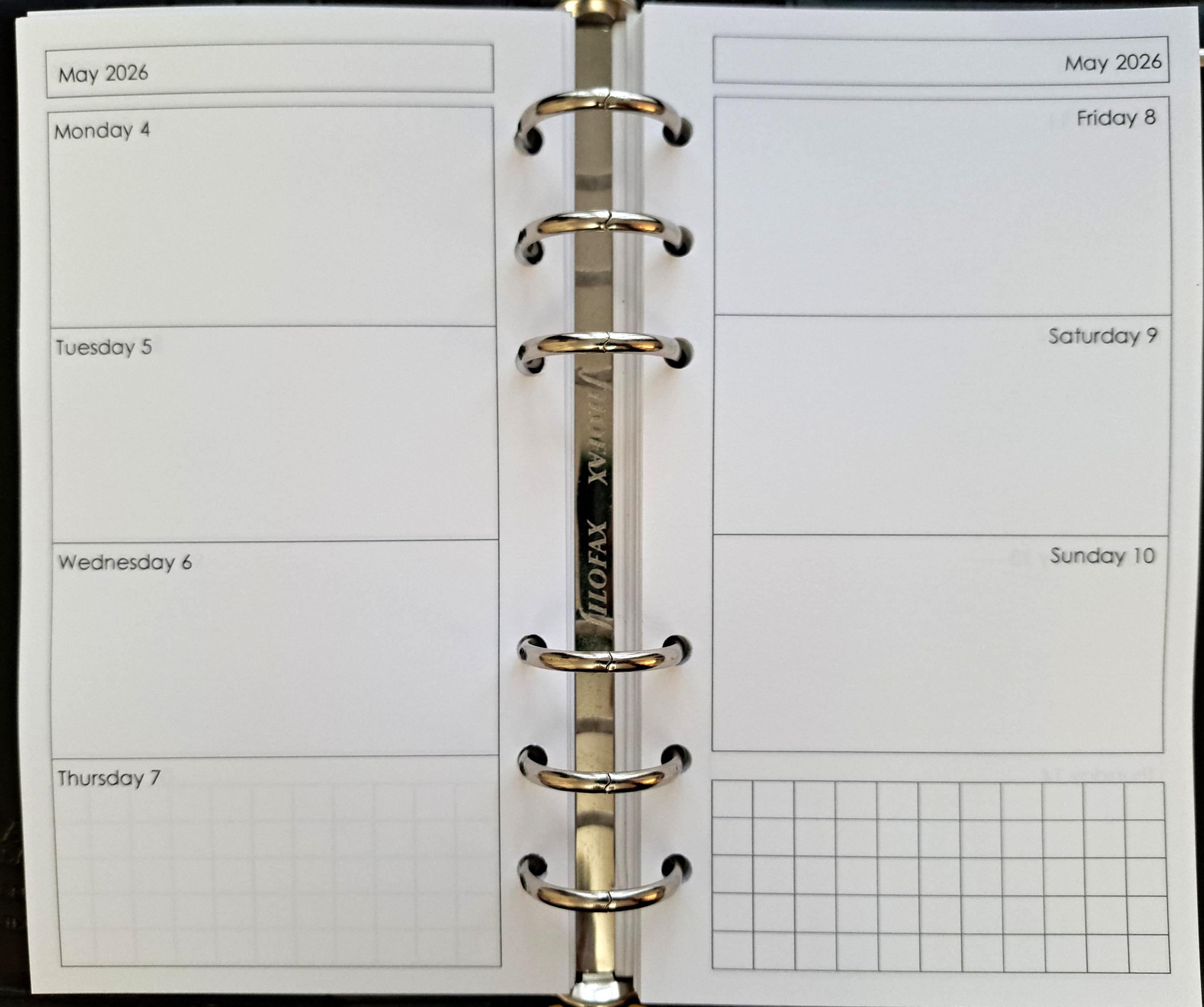 2026 Diary Refills, Plain White Pages, Week to View Layout, Printed ...