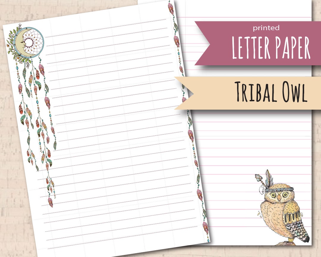 Tribal Owl Printed Letter Writing Paper, Notepaper Set, Tribal Owl ...