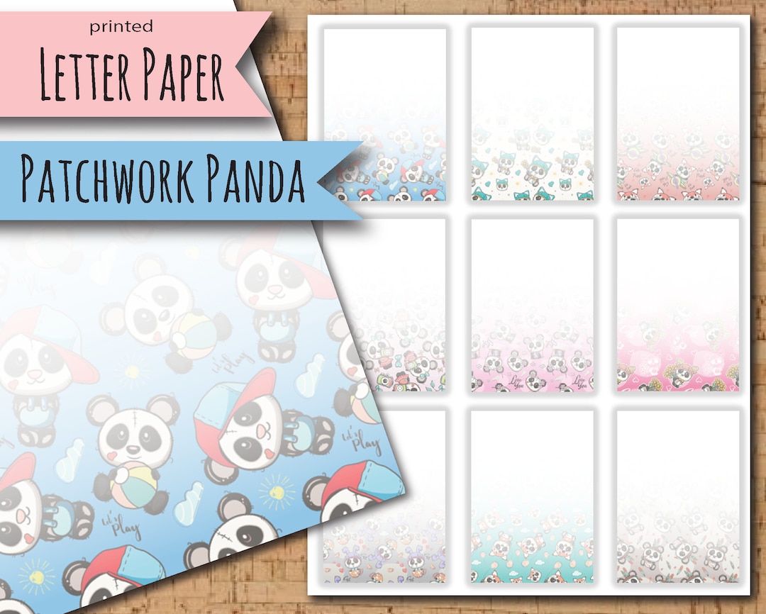 Cute Panda Themed Printed Letter Writing Paper Set, Notepaper Set ...