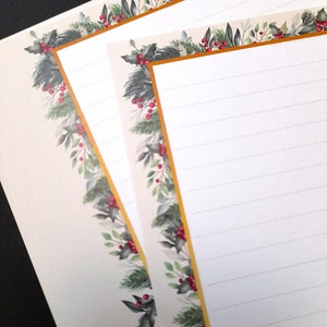 Holly Border Printed Letter Writing Paper Set, Notepaper Set, Festive ...