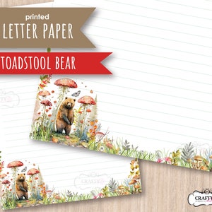Toadstool Bear Printed Letter Writing Paper Set, Notepaper Set ...