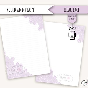 PRINTABLE Letter Writing Paper, Lilac Lace, Digital Letter Writing ...