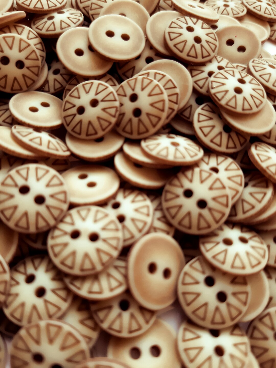 Small Brown Patterned Buttons With a Vintage Look, 11mm Patterned 2 ...