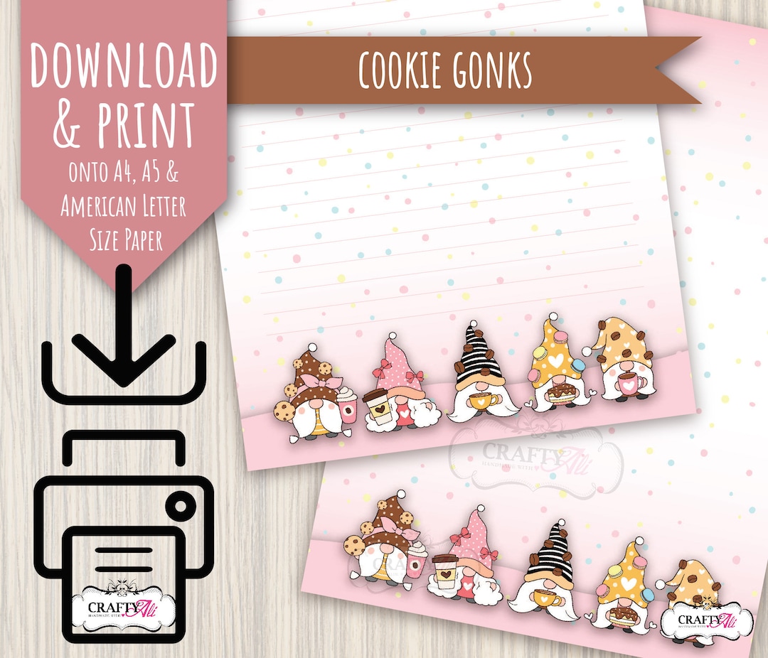PRINTABLE Letter Writing Notepaper, Cookie Gonks, Coffee Gnomes ...