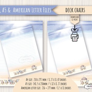 PRINTABLE Letter Writing Notepaper, Deckchairs on the Beach, Digital ...
