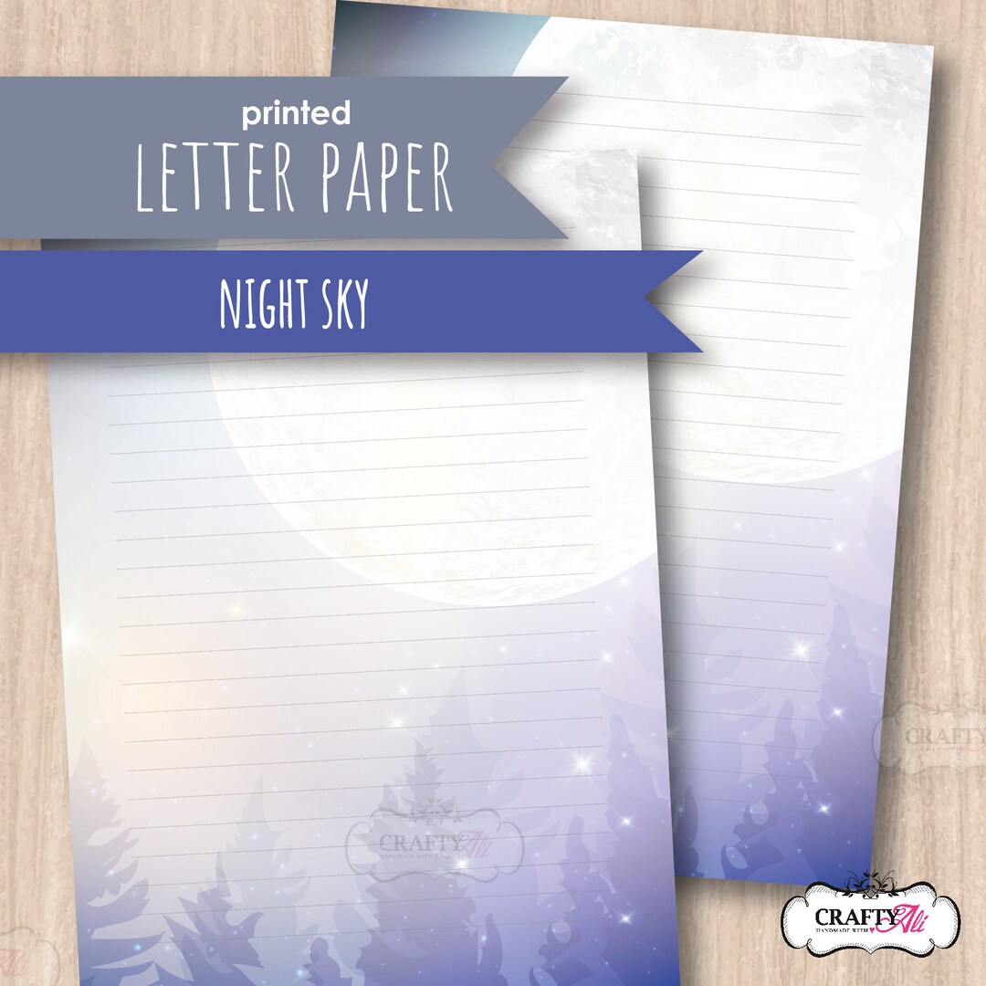 The Night Sky Design Printed Letter Writing, Notepaper Set, A5 Lined ...